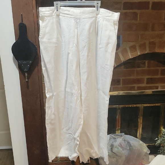 John Mark | Pants & Jumpsuits | White Linen Wideleg Pants | Poshmark